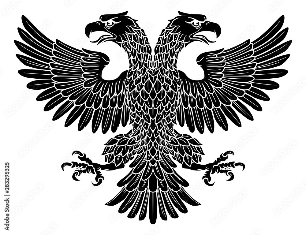 Vetor de Double headed eagle with two heads possibly a Roman Russian Byzantine or imperial ...