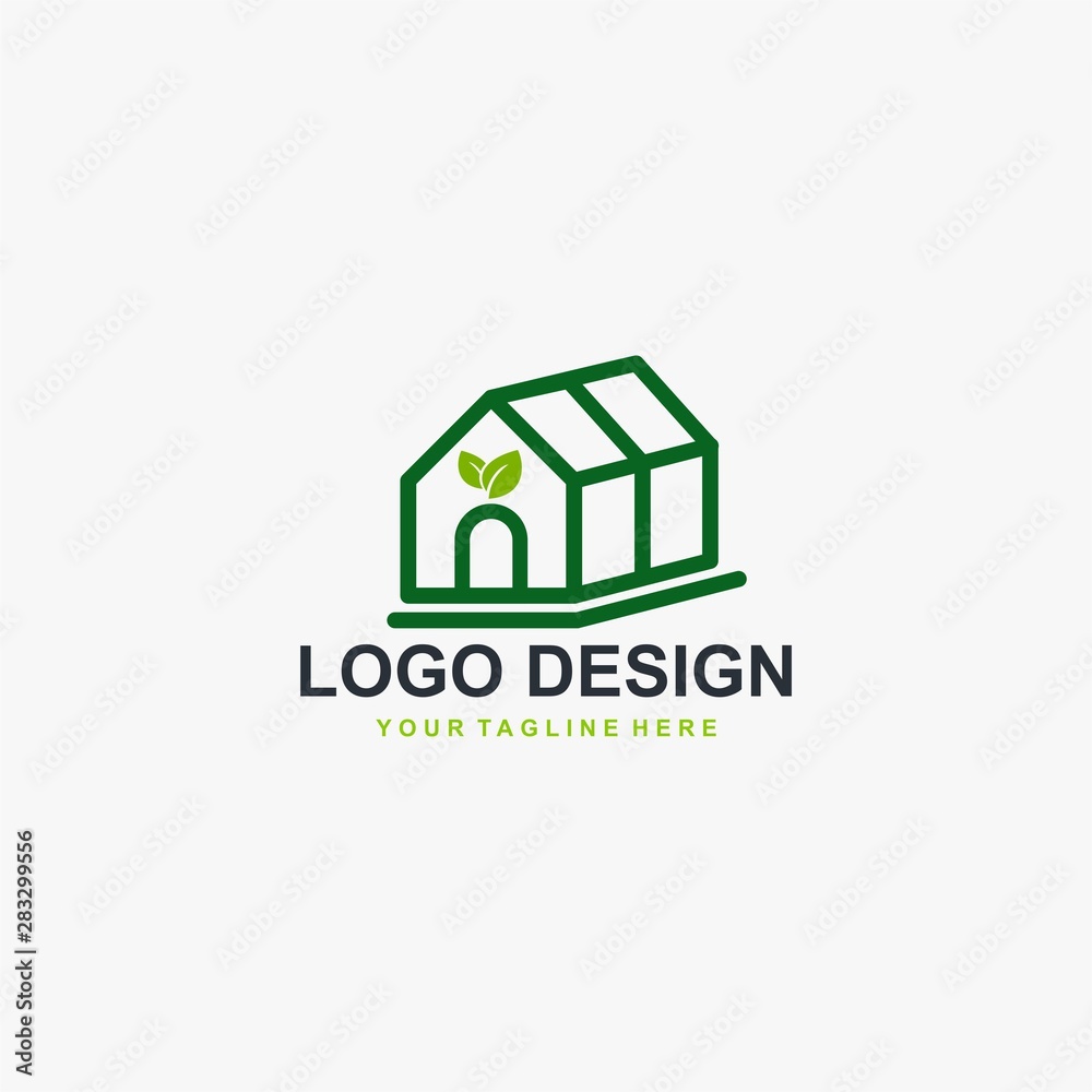 Greenhouse logo design vector. Plant care illustration symbol. Green ...