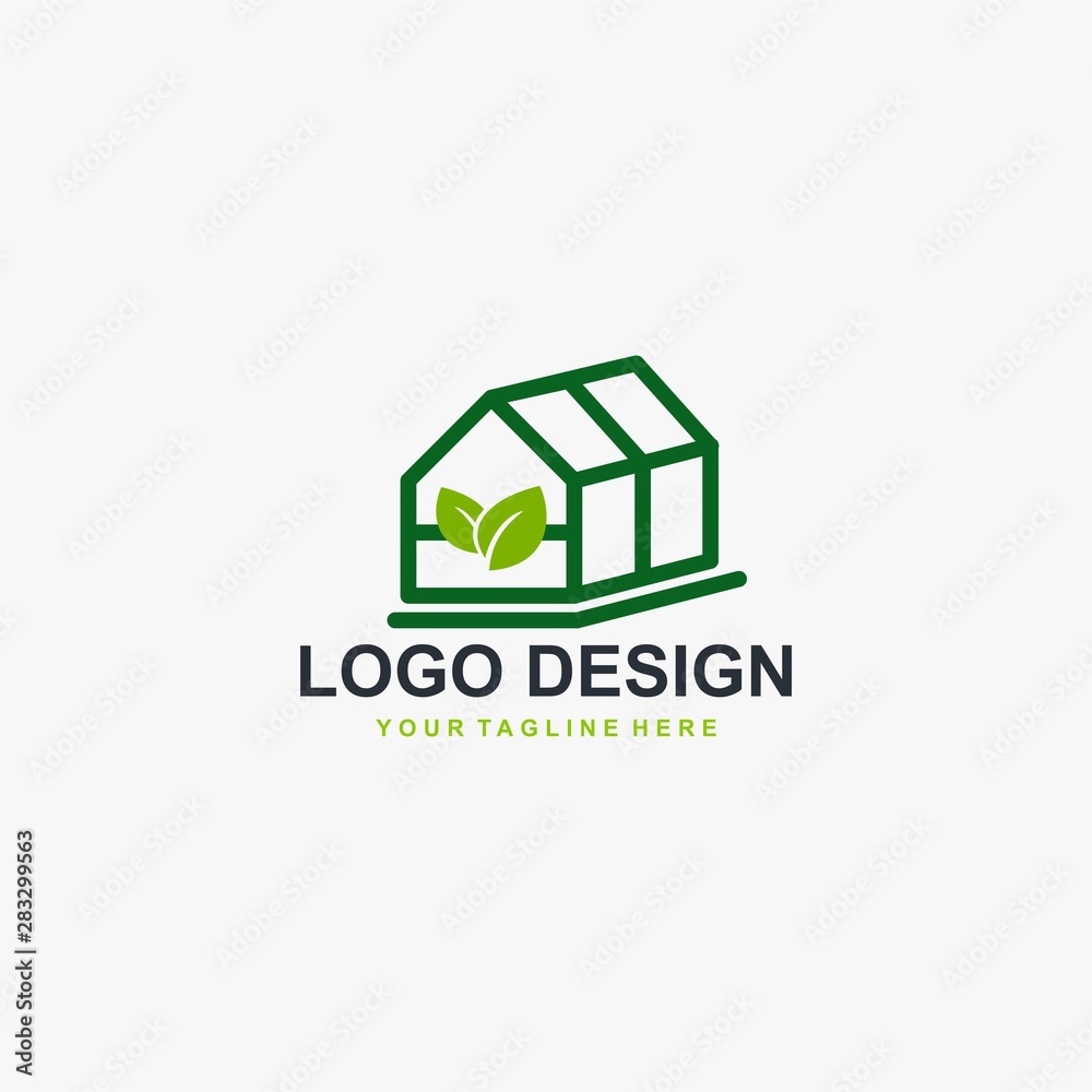 Greenhouse logo design vector. Plant care illustration symbol. Green ...