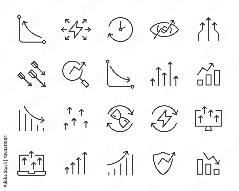 set of arrow icons, fast, chart, rising, speed, accelerate Stock Vector ...