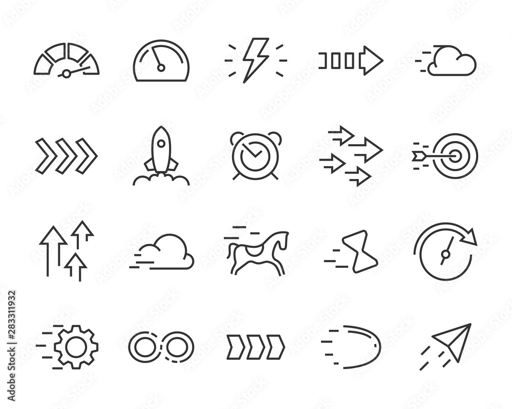 set of arrow icons, fast, chart, rising, speed, accelerate Stock Vector ...