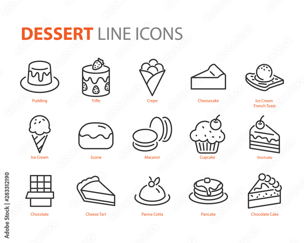 set of dessert icons, sweet, bakery, cake Stock Vector | Adobe Stock