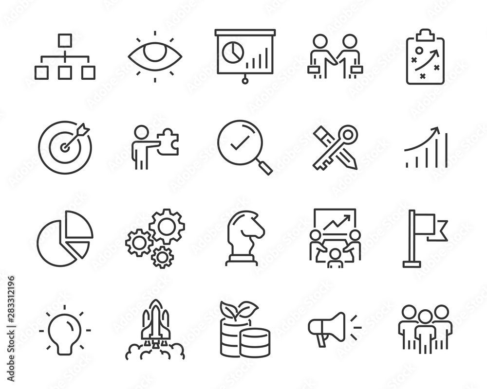 set of develope icons, work, planning, strategy, business, start up ...