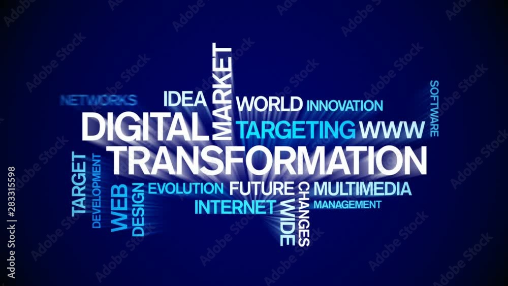 4k Digital Transformation Animated Tag Word Cloud;Text Design Animation ...