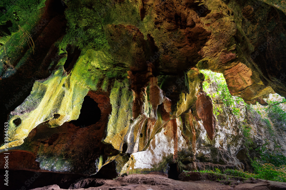 Cave Goa Prabu. Indonesia. island Lombok. stone structure in a karst ...