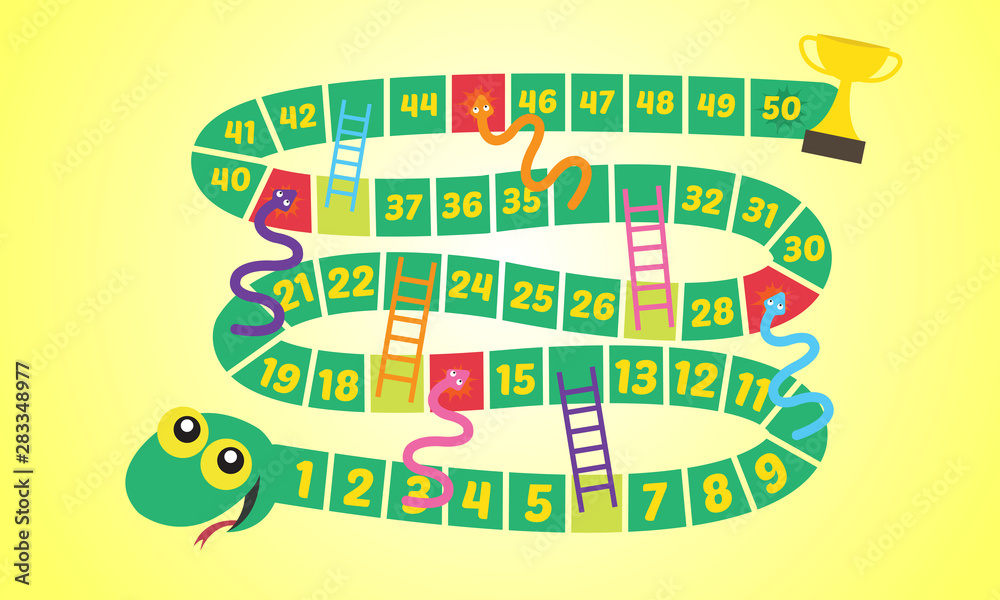 Vector illustration of Puzzle game Snake ladder Stock Vector | Adobe Stock