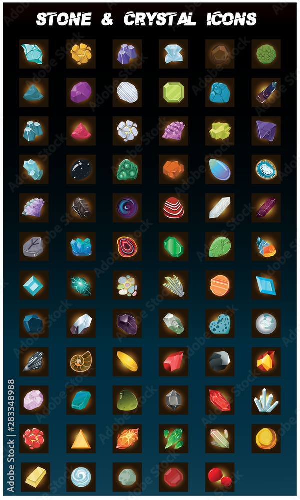 Vector Illustration of GUI Stone Crystal icon pack Stock Vector | Adobe ...