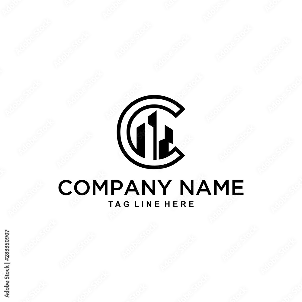 Illustration of clean and modern formed real estate on letter C sign ...