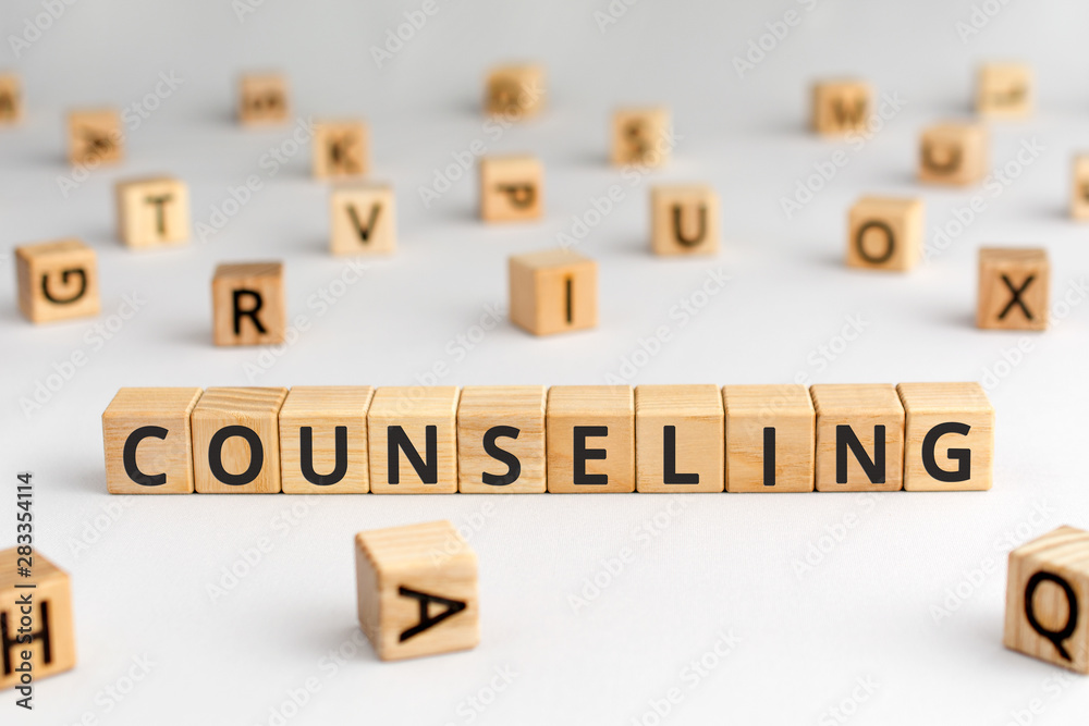 Counseling - word from wooden blocks with letters, psychological ...