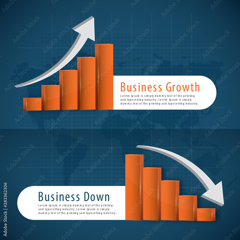 3D chart going up and down Stock Vector | Adobe Stock