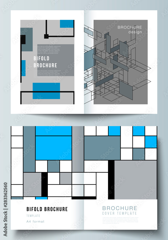 The vector layout of two A4 format modern cover mockups design ...
