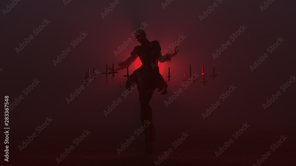 Black Seductive Vampire Devil Floating in a Futuristic Haute Couture ...