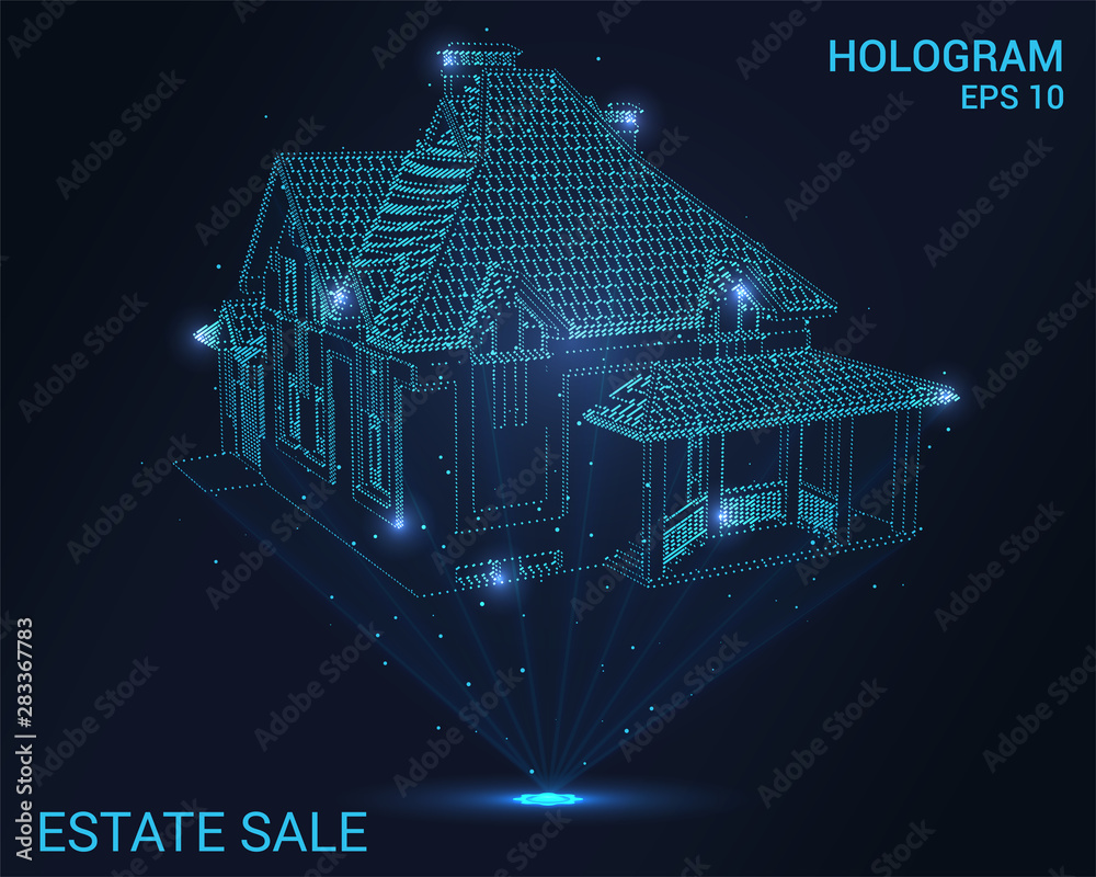 Hologram real estate sale. Holographic projection of the house ...