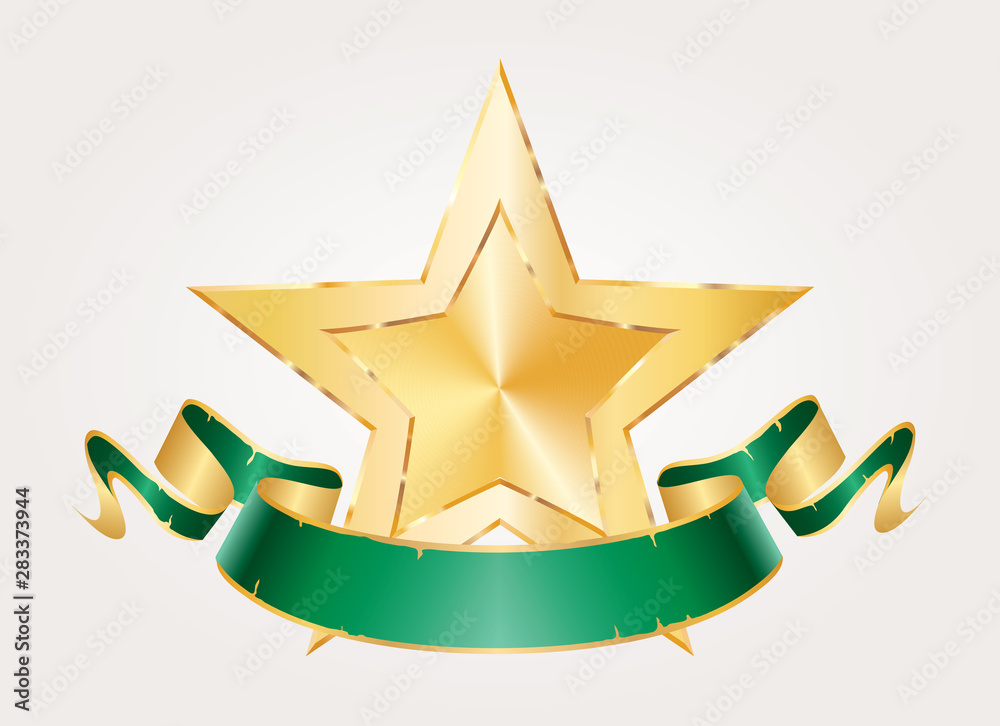 gold star green banner sharp Stock Vector | Adobe Stock