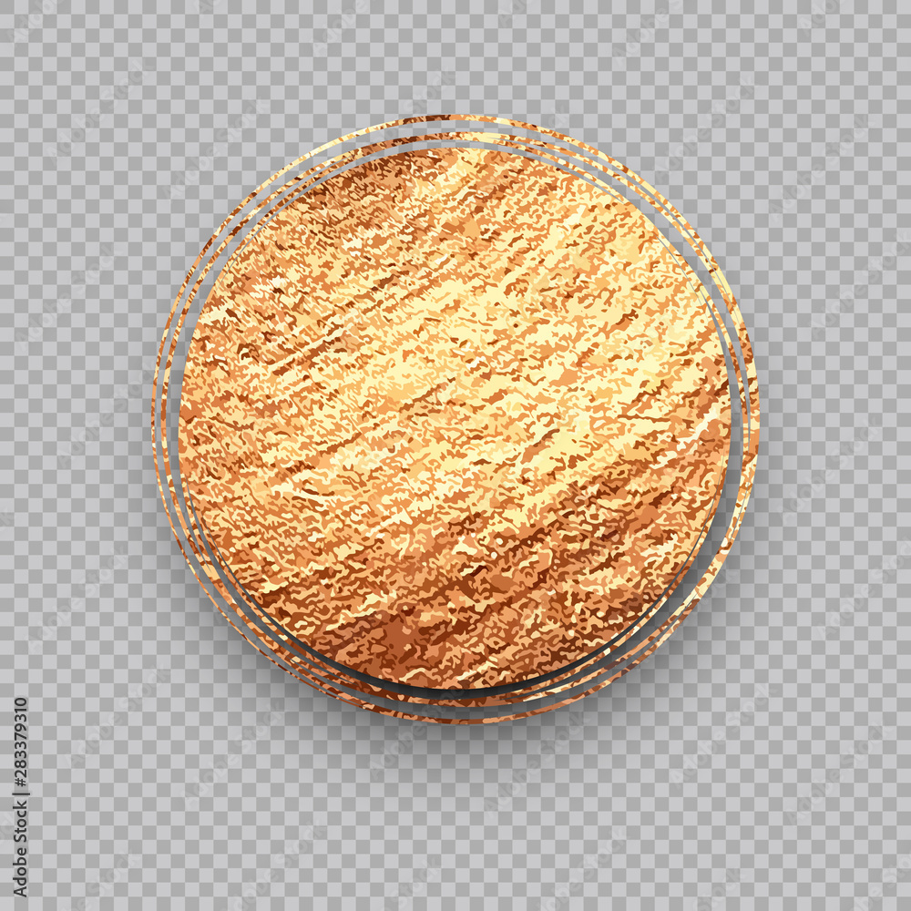 Abstract golden textured round template on transparent background ...