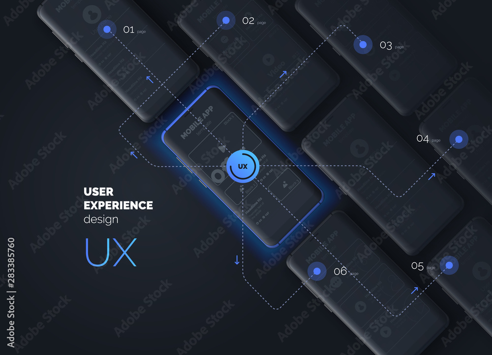 User experience. User interface. UI UX template for mobile application ...