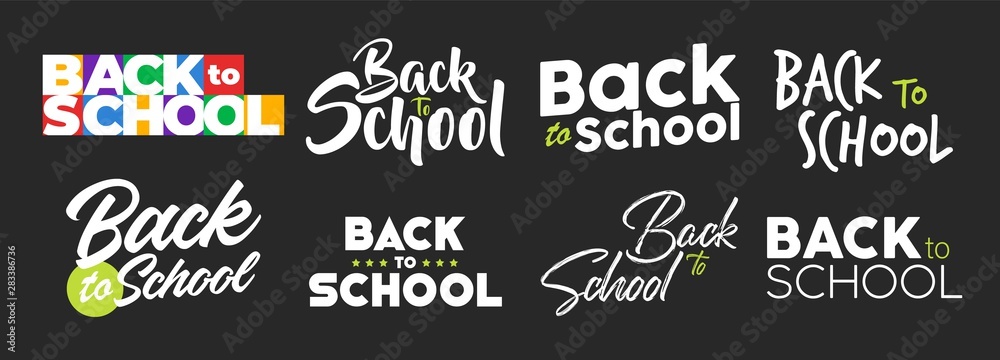 Vector Set of back to school elements. Typography and lettering back to ...