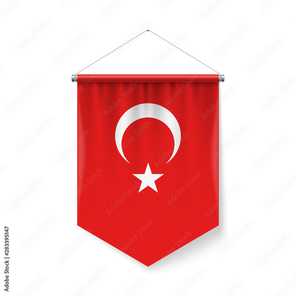Vertical Pennant Flag of Turkey as Icon on White with Shadow Effects ...
