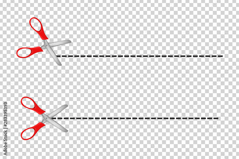 Vector set of realistic isolated scissors cut lines for template ...