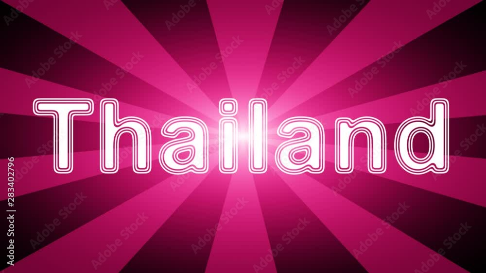 Thailand icon in red abstract background with rays. Looping footage ...