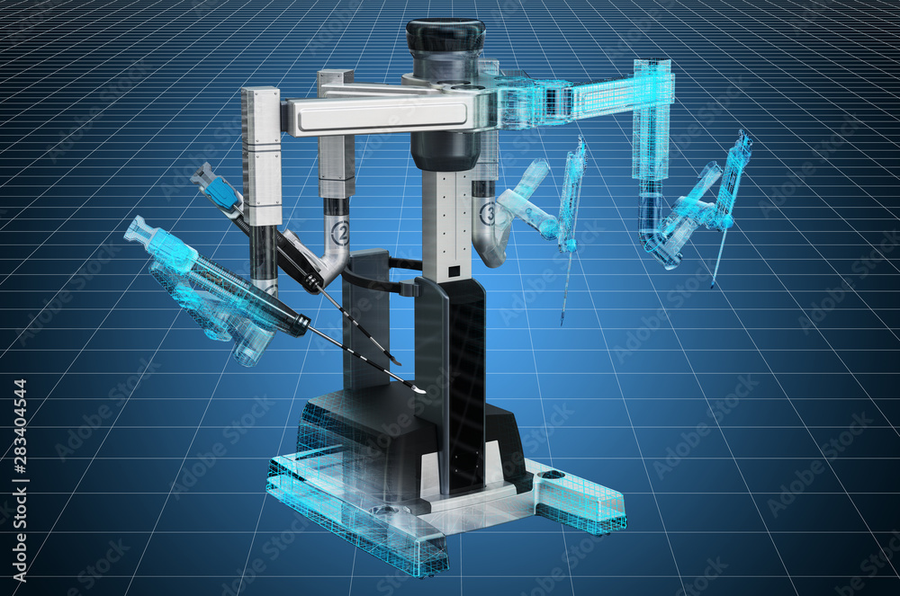 Visualization 3d cad model of robotic surgical system. 3D rendering ...