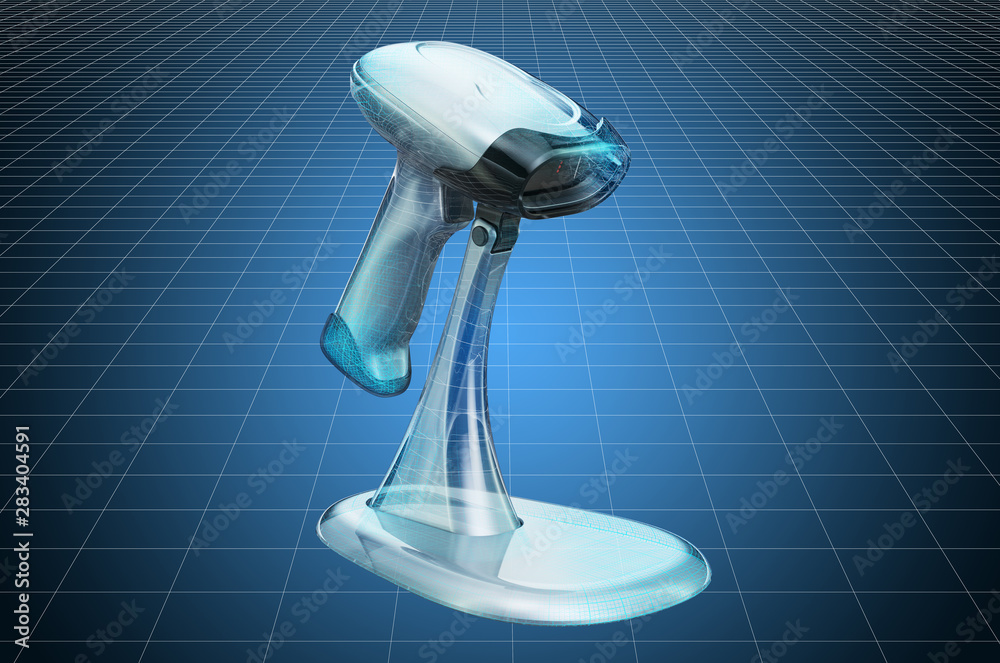 Visualization 3d cad model of barcode reader. 3D rendering Stock ...
