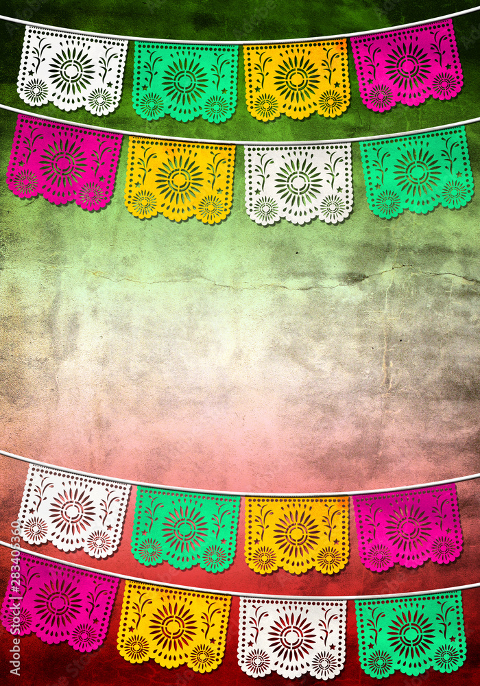 Traditional Mexican paper decoration background with old paper texture ...