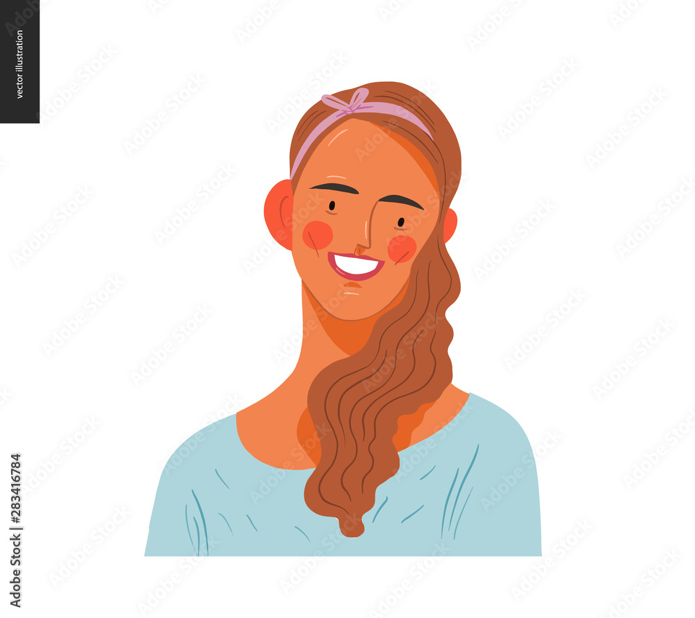 Real people portrait - hand drawn flat style vector design concept ...