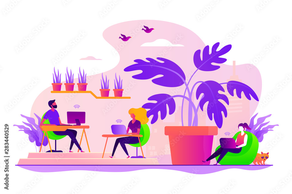 Environmentally friendly, sustainable office. Green workplace ...