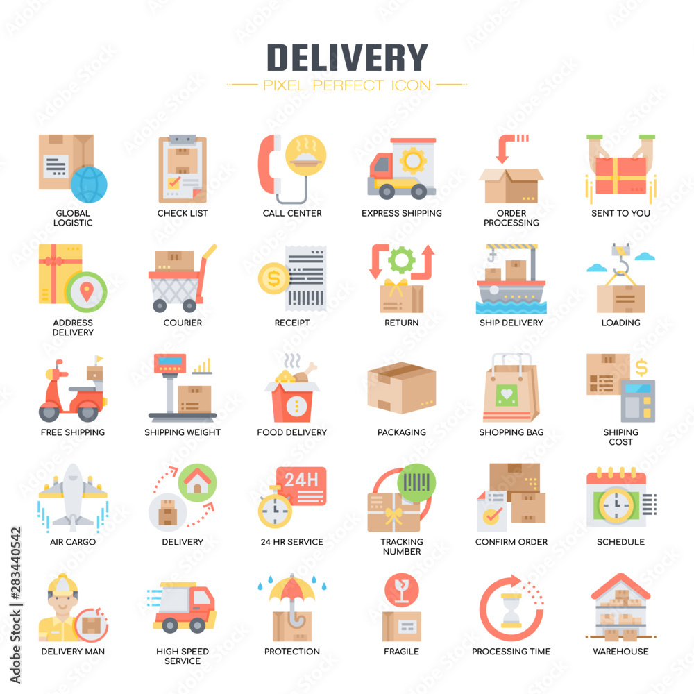 Delivery Elements , Thin Line and Pixel Perfect Icons Stock Vector ...