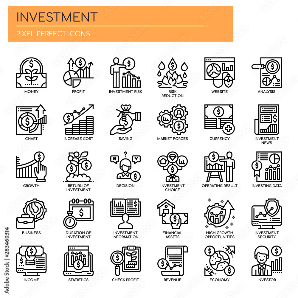 Investment Elements , Thin Line and Pixel Perfect Icons Stock Vector ...