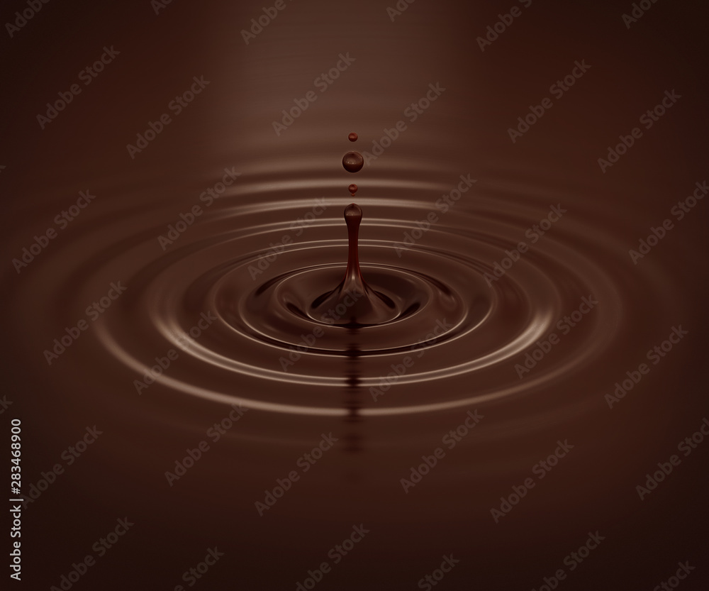 Melted liquid dark chocolate, chocolate sauce, coffee swirl 3D splash ...