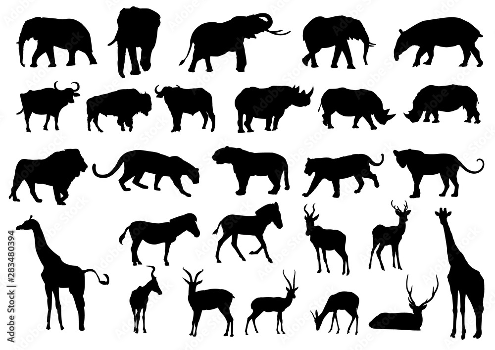 Poster Wild animals black silhouettes – Wall Art | UkPosters