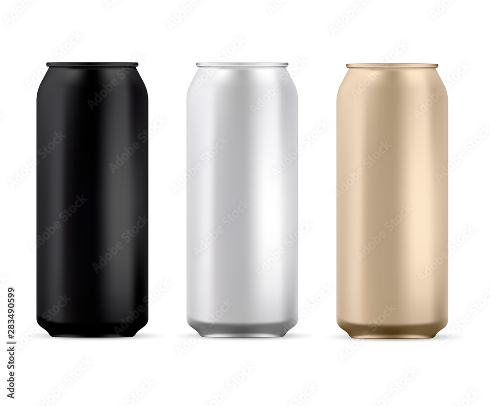 Aluminum Can Blank. Round Soda or Juice Tin Isolated Mockup. Silver ...