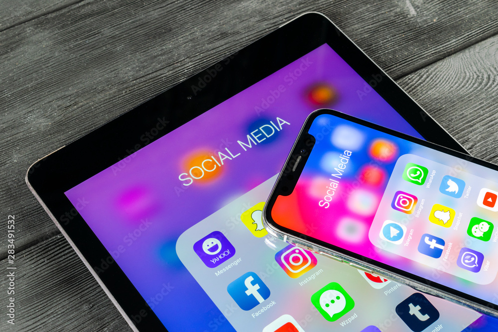 Sankt-Petersburg, Russia June 8, 2018: Apple iPhone X and iPad with ...