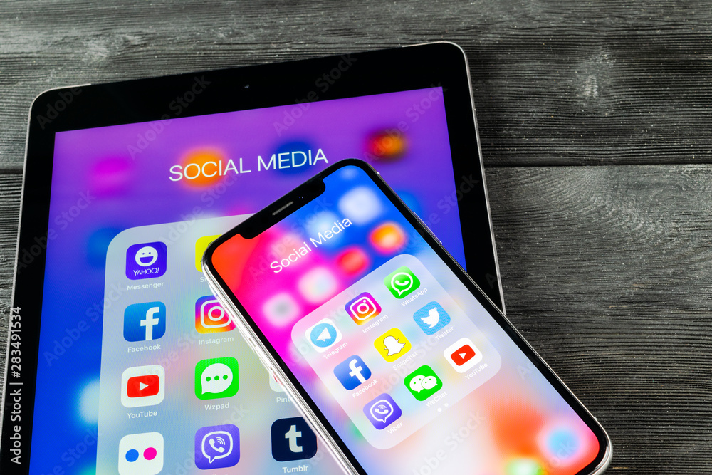 Sankt-Petersburg, Russia June 8, 2018: Apple iPhone X and iPad with ...