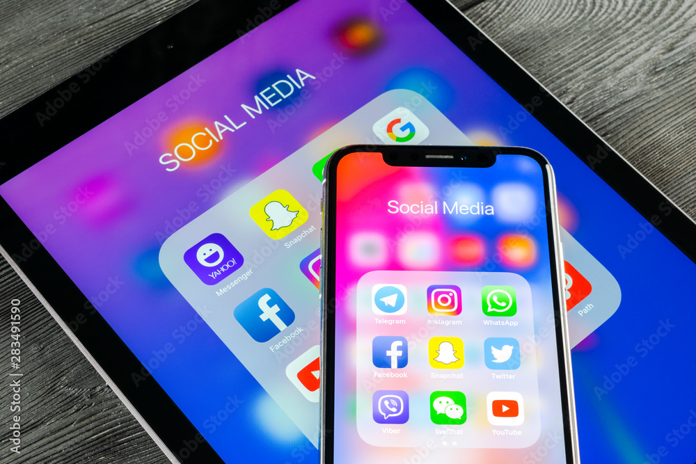 Sankt-Petersburg, Russia June 8, 2018: Apple iPhone X and iPad with ...