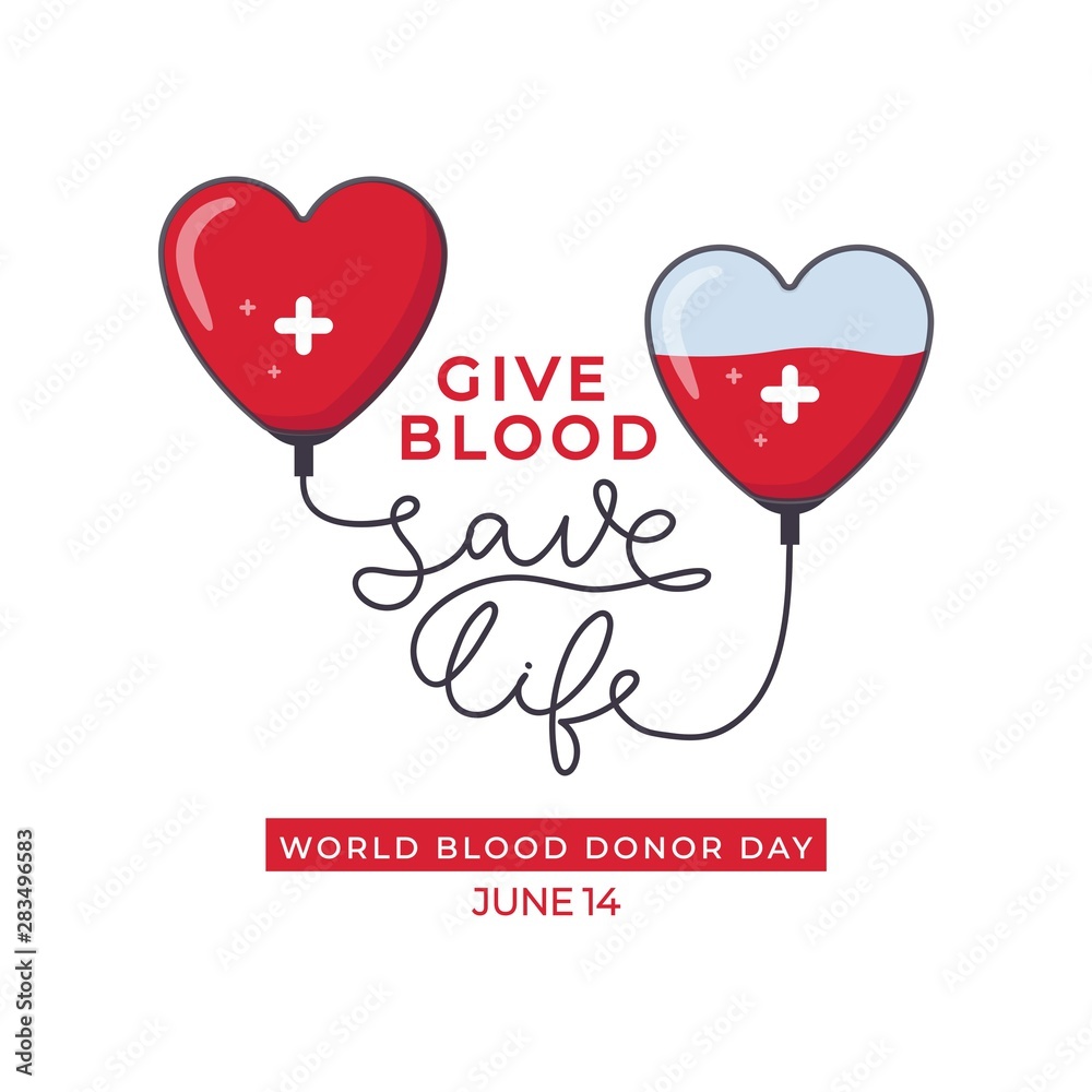 World blood donor day design poster vector illustration. Heartshaped ...