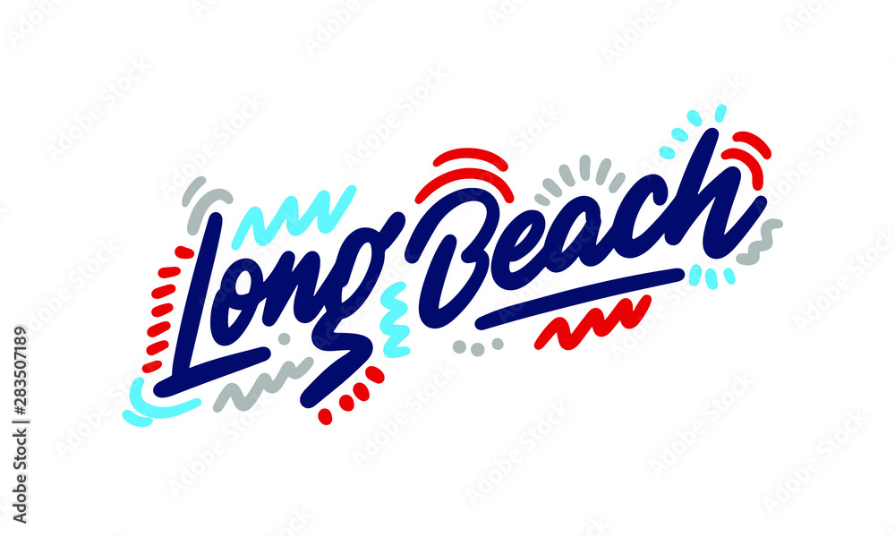 Long Beach handwritten city name.Modern Calligraphy Hand Lettering for ...