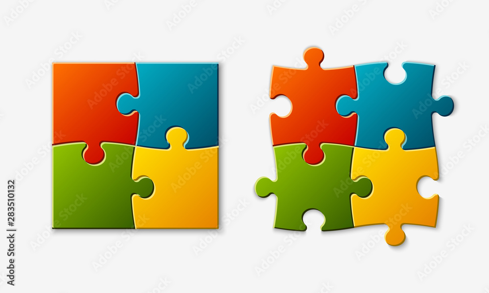 Poster Set puzzle pieces. Texture mosaic infographic banner. – Wall Art ...