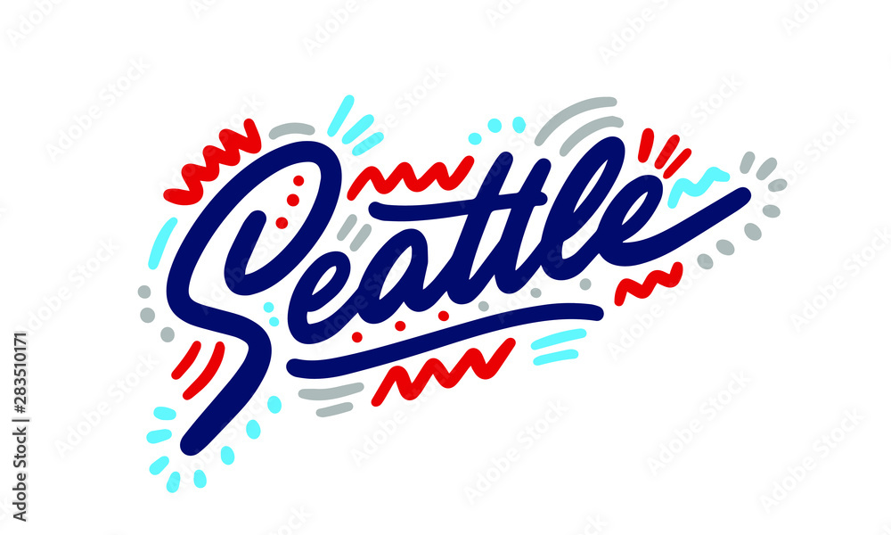 Seattle handwritten city name.Modern Calligraphy Hand Lettering for ...