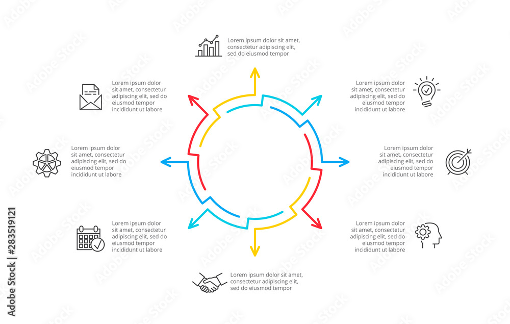 Thin line cycle infographic with arrows. Modern concept design template ...