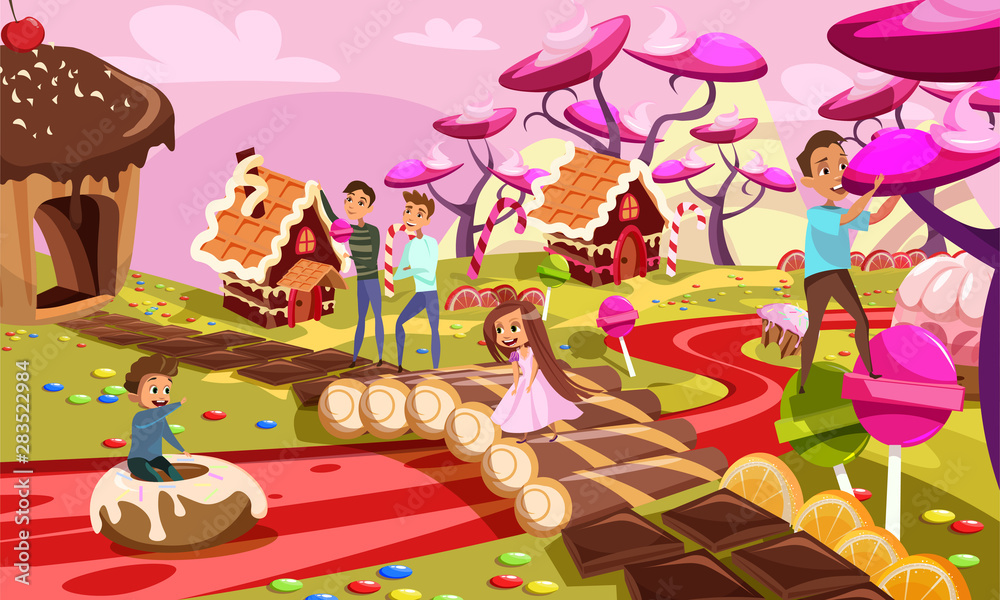 Fantasy world flat vector illustration Stock Vector | Adobe Stock