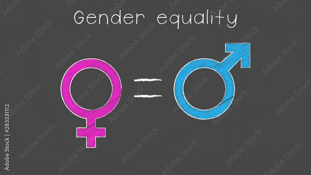 Gender equality illustration. Gender symbols and equal sign on ...