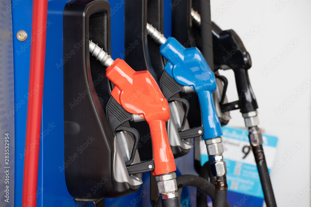 fuel dispenser or nozzle for filli oil to car at petroleum station ...