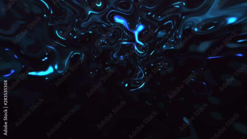 Blue Liquid Particles Background. Neon Lights Background. Loop Stock ...