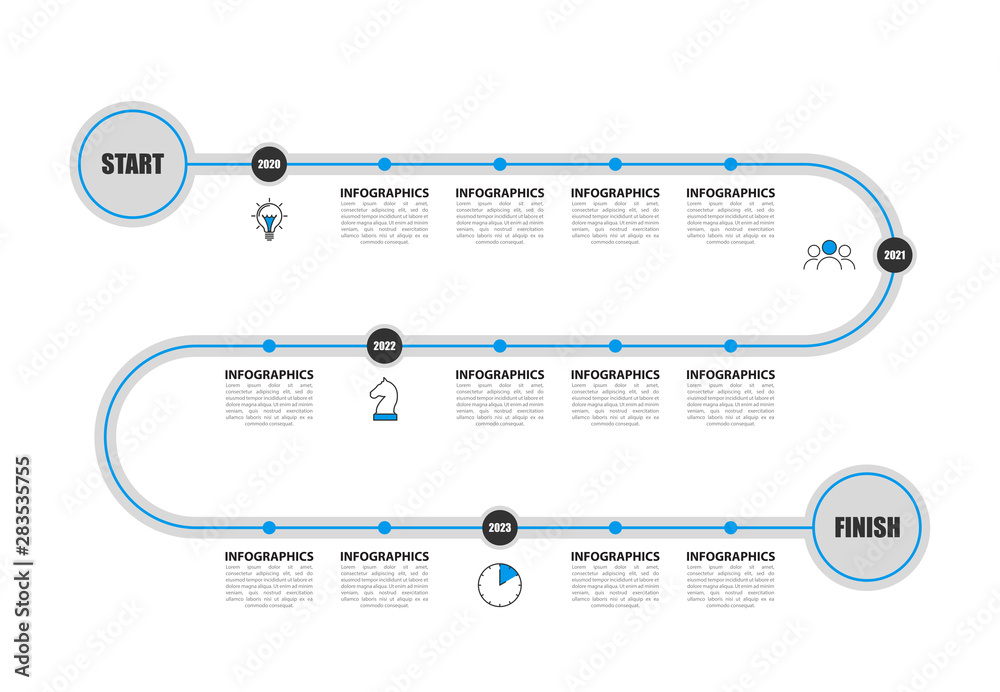 Infographic design template. Timeline concept in blue style Stock ...