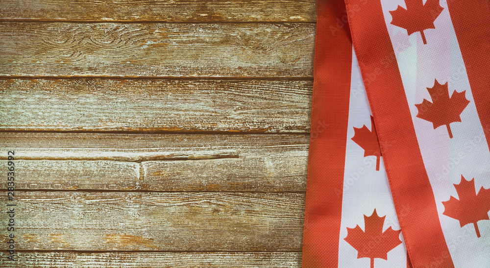 Canadian red and white flag against dark rustic background for Canada ...
