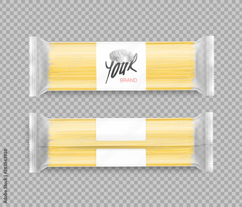 Transparent package with spaghetti pasta on transparent background ...
