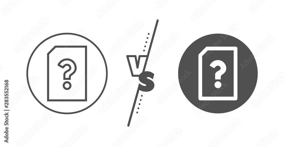File with Question mark sign. Versus concept. Unknown Document line ... File with Question mark sign. Versus concept. Unknown Document line ...
